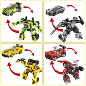 PANLOS 862 PCS Robot Building Toys, 8 in 1 Creative Construction Transform Racing Car Building Bricks Vehicles Kit, STEM Learning Building Blocks Set, Birthday Gifts for Kids Boys Girls Age 6-14