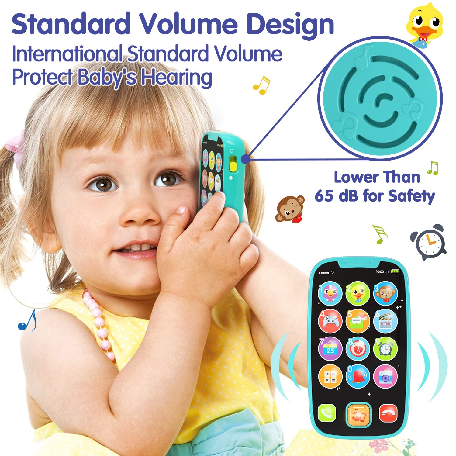 HOLA Baby Phone Toys for 1 Year Old Boy Girl, My First Learning Play Phone for Kid, Musical Light up Phone Toys 12 18 24 Month, Toys for 1,2 Year Old Boys Girls,Blue