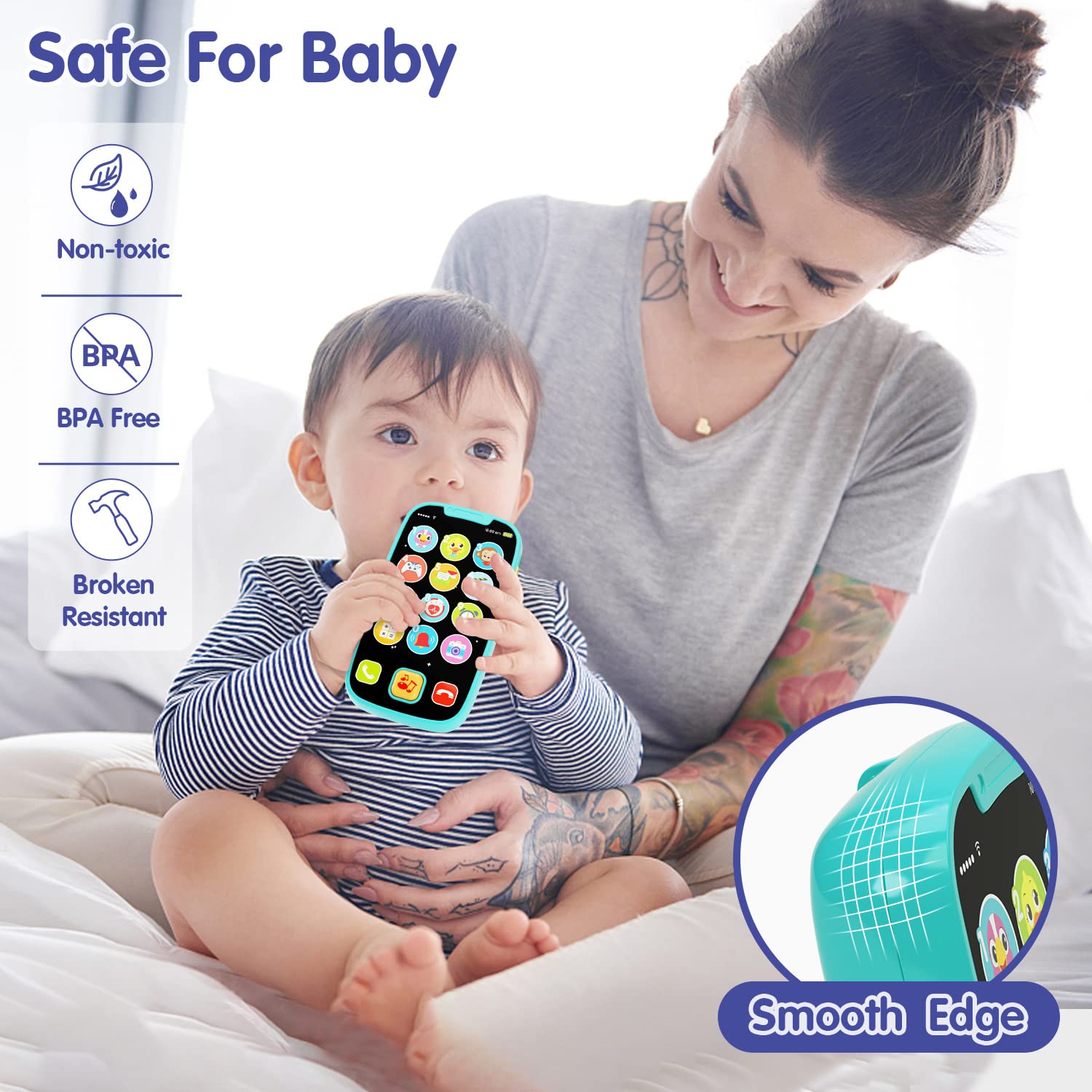 HOLA Baby Phone Toys for 1 Year Old Boy Girl, My First Learning Play Phone for Kid, Musical Light up Phone Toys 12 18 24 Month, Toys for 1,2 Year Old Boys Girls,Blue