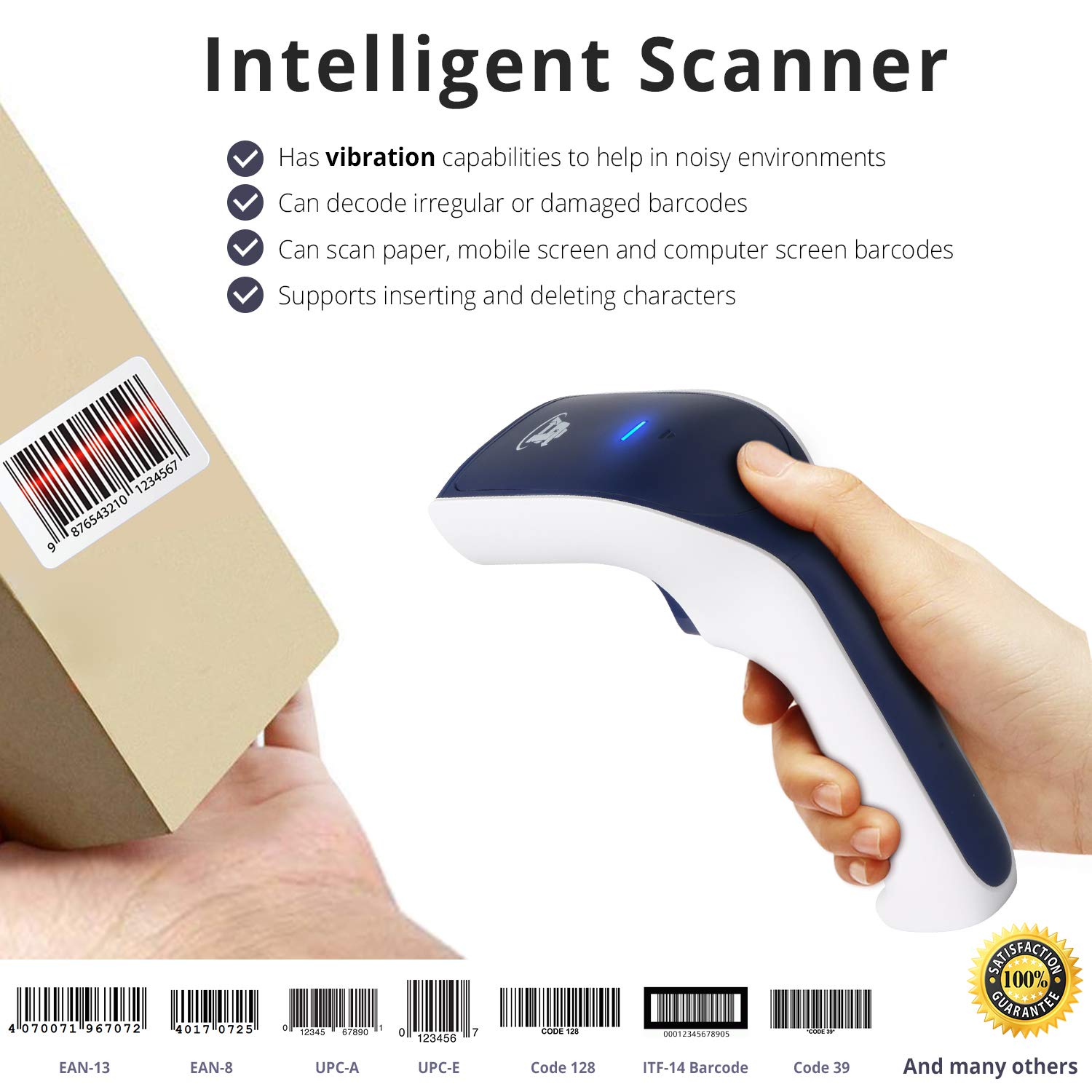 ScanAvenger Wireless Portable 1D Bluetooth Barcode Scanner: Hand Scanner 3-in-1, Cordless, Rechargeable Scan Gun for Inventory - USB Barcode Reader (1D Only with No Next Gen Stand)