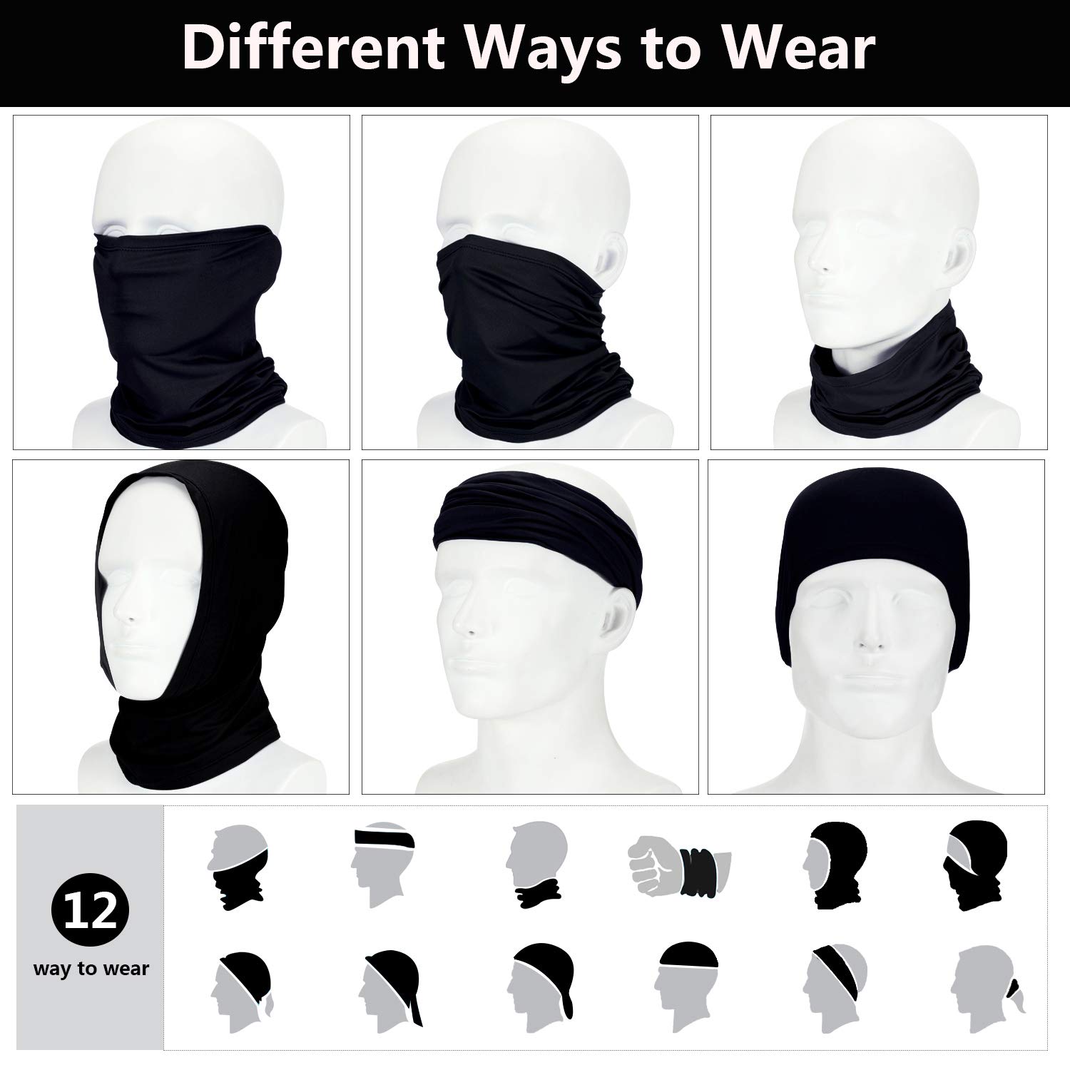 SATINIOR 8 Pcs Summer Neck Gaiters Neck Gaiter Scarf Balaclava Breathable UV Protection Ski Mask Face Cover Women Men