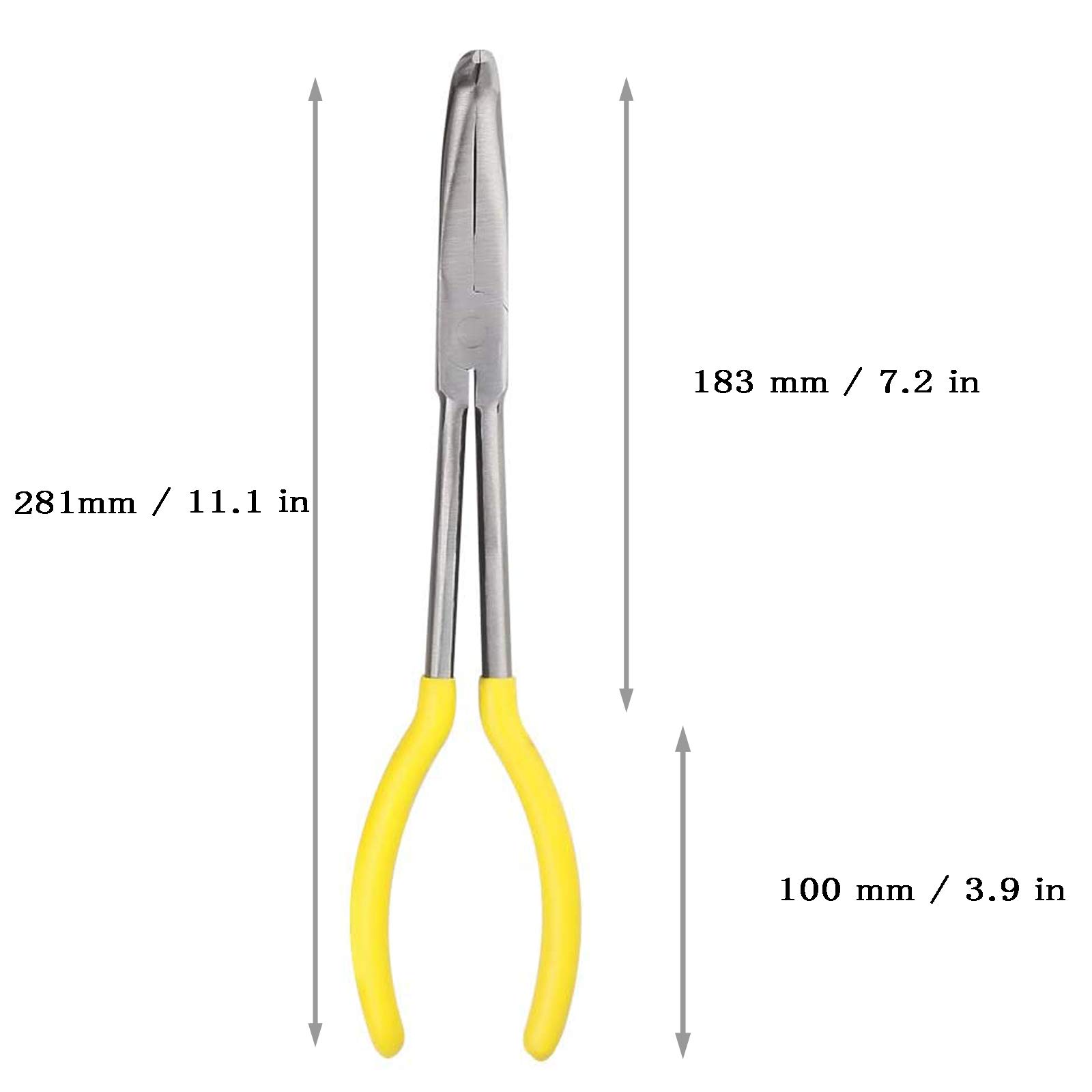 BQKKWIN Long nose pliers set 11-inch pliers 5-piece set straight 25 degrees 45 degrees 90 degrees and round pliers