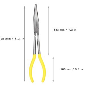 BQKKWIN Long nose pliers set 11-inch pliers 5-piece set straight 25 degrees 45 degrees 90 degrees and round pliers