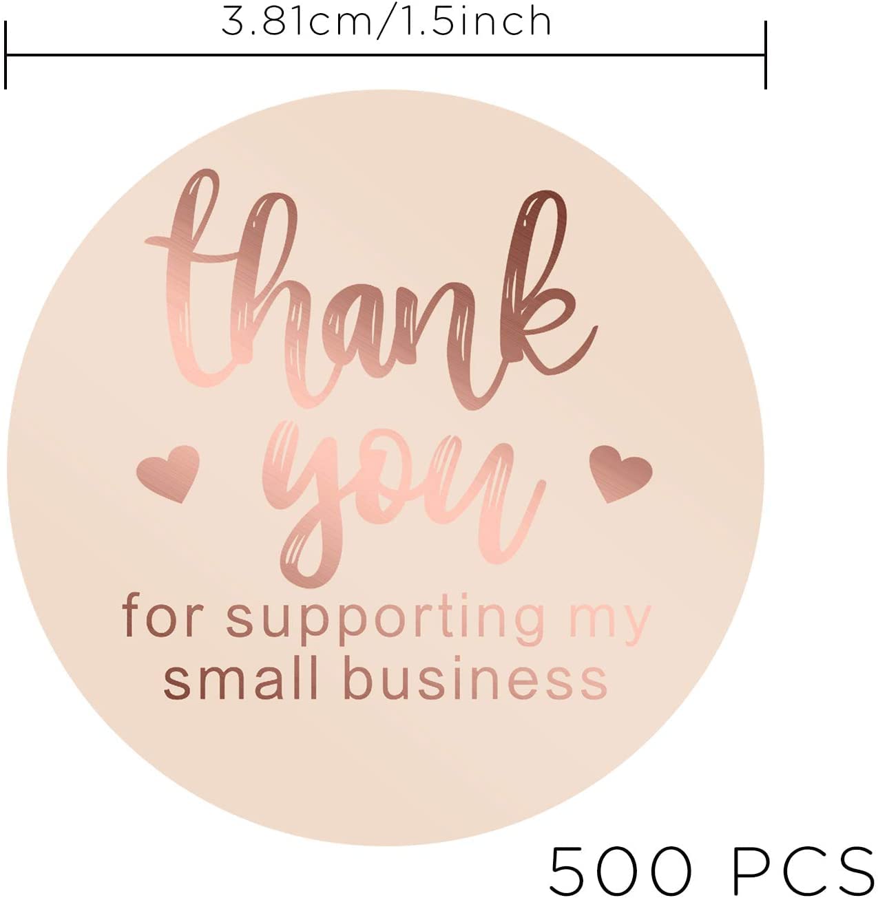 AIEX 1.5 Inch Thank You Sticker Foil Thank You for Supporting My Small Business Labels for Sealing, Decoration(1 Roll, 500 Stickers)