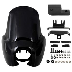 fatecim headlight fairing cover with 15'' darker smoke windshield fits for harley dyna fxdxt t-sport (darker smoke)