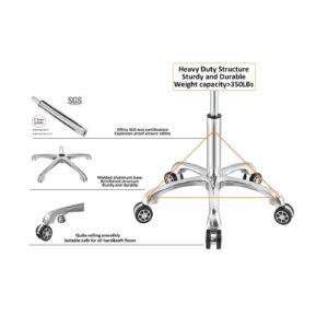 Nazalus Rolling Stool Task Chair Drafting Adjustable with Wheels and Backrest Heavy Duty for Office Kitchen Medical Dentist Shop Lab and Home(Without Footrest)