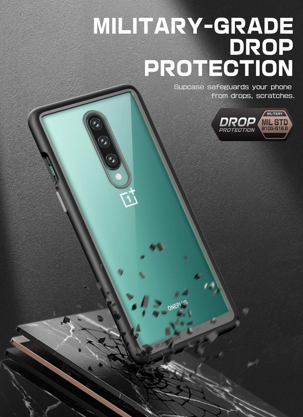 SUPCASE Unicorn Beetle Style Series Case Designed for OnePlus 8, Premium Hybrid Protective Clear Case (Black)