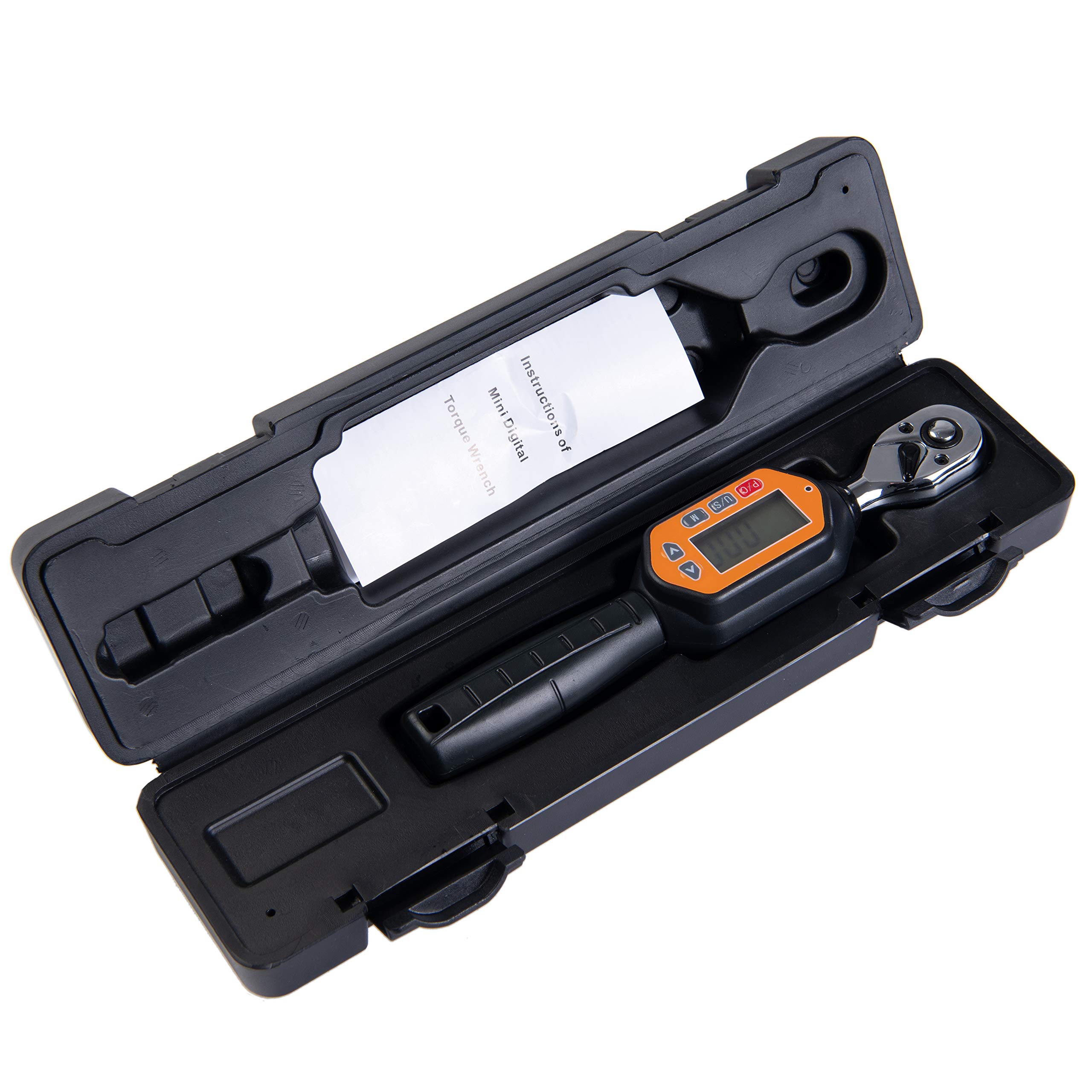 Beslands 3/8 inch Digital Torque Wrench, 1.3-44.25 ft-lbs Range Accurate of Clockwise ±2% / Counterclockwise ± 2.5% LED and Buzzer Calibrated (15.93-531.04 in-lbs) (1.8 to 60 Nm)