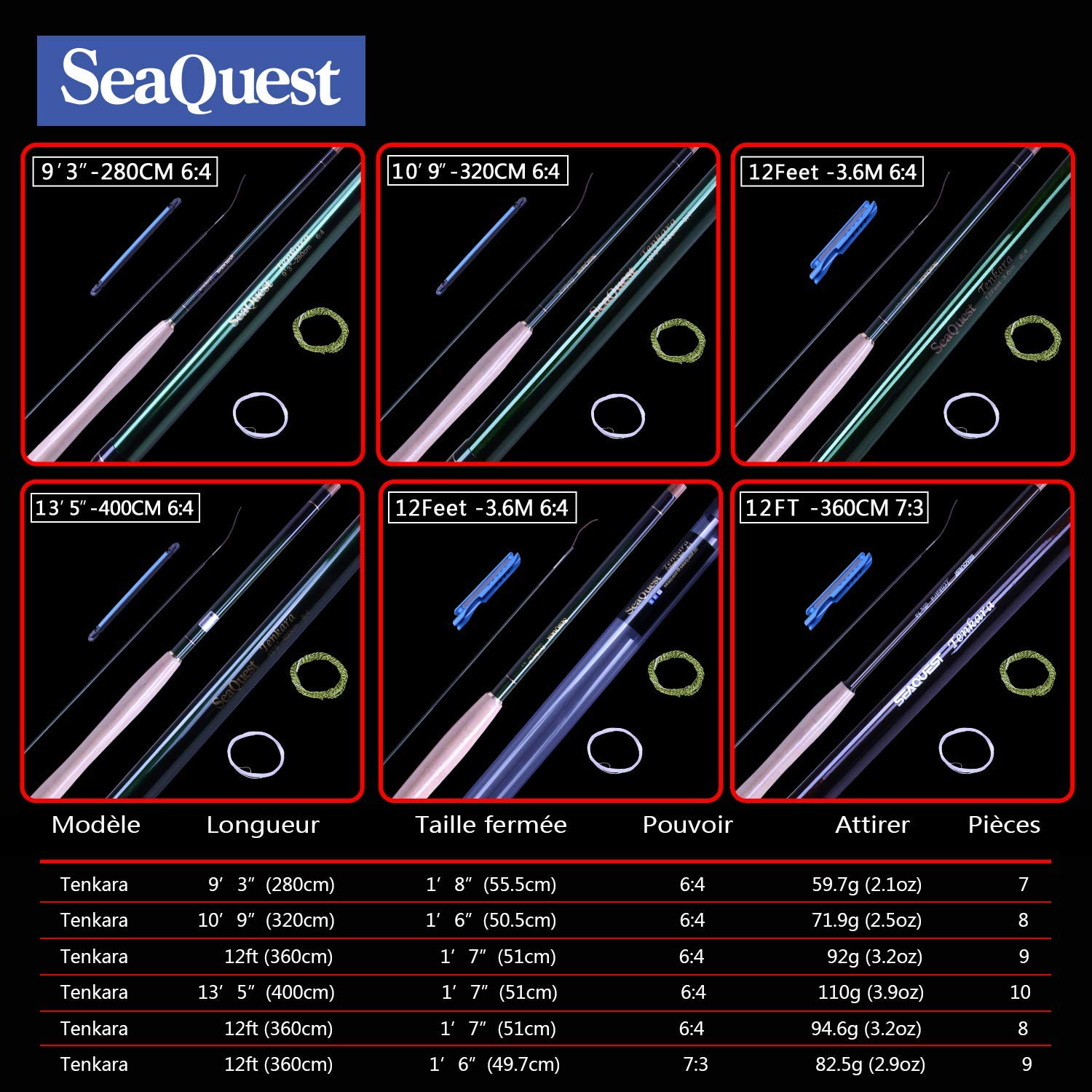 SeaQuest Tenkara 6:4 12ft Canna da Pesca TG kit 2 12Ft 6:4