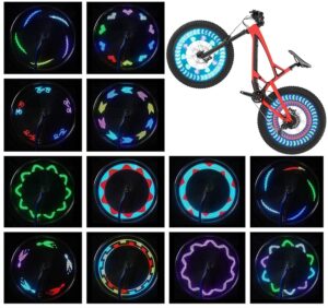 bike wheel lights (2 pack) - waterproof led bicycle spoke lights safety tire lights - great gift for kids adults - 30 different patterns change - bike accessories - black