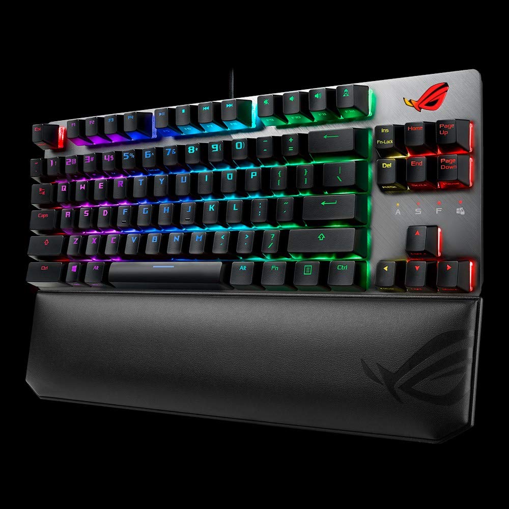 ASUS ROG Strix Scope TKL Deluxe 80% RGB Gaming Mechanical Keyboard, Cherry MX Red Switches, ABS Keycaps, Detachable Cable, Wider Ctrl Key, Stealth Key, Wrist Rest, Macro Support-Black