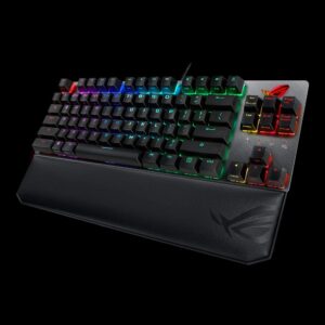 ASUS ROG Strix Scope TKL Deluxe 80% RGB Gaming Mechanical Keyboard, Cherry MX Red Switches, ABS Keycaps, Detachable Cable, Wider Ctrl Key, Stealth Key, Wrist Rest, Macro Support-Black