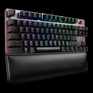 ASUS ROG Strix Scope TKL Deluxe 80% RGB Gaming Mechanical Keyboard, Cherry MX Red Switches, ABS Keycaps, Detachable Cable, Wider Ctrl Key, Stealth Key, Wrist Rest, Macro Support-Black