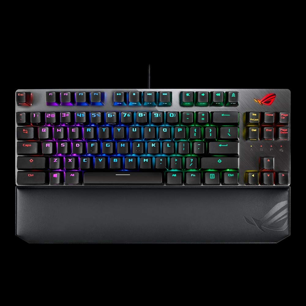 ASUS ROG Strix Scope TKL Deluxe 80% RGB Gaming Mechanical Keyboard, Cherry MX Red Switches, ABS Keycaps, Detachable Cable, Wider Ctrl Key, Stealth Key, Wrist Rest, Macro Support-Black