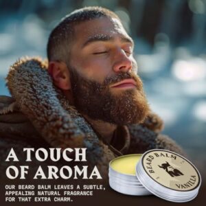 Striking Viking Vanilla Beard Balm - Styles, Strengthens & Softens Beards & Mustaches - Natural Beard Conditioner Wax with Organic Shea Butter, Tea Tree, Argan & Jojoba Oils (Vanilla)