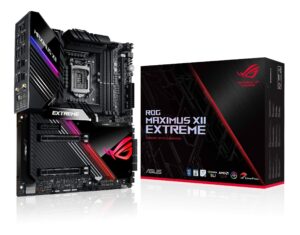 asus rog maximus xii extreme z490 (wifi 6) lga 1200(intel 10th gen) eatx gaming motherboard (16 power stages, 10 g & intel 2.5g lan, fan extension card & thunderboltex 3-tr card, 2” livedash oled)