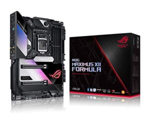 asus rog maximus xii formula z490 (wifi 6) lga 1200 (intel 10th gen) atx gaming motherboard (16 power stages, ek crosschill iii, 10 gbps & intel 2.5gb lan, triple m.2, 2” livedash oled, aura sync)