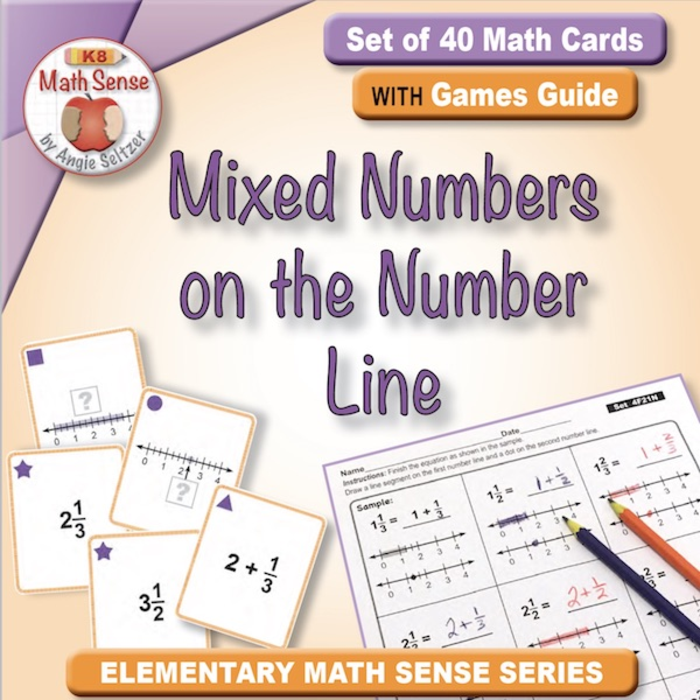 Mixed Numbers on the Number Line: 40 Math Cards with Games Guide 4F21-N