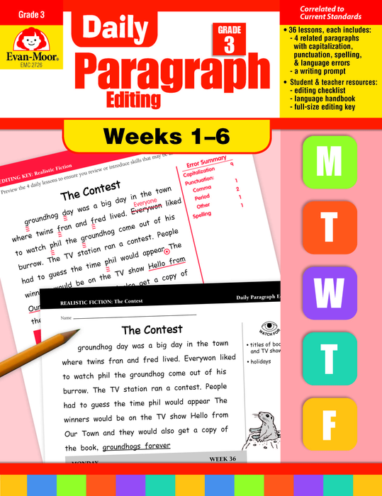 Daily Paragraph Editing, Grade 3, Weeks 1-6