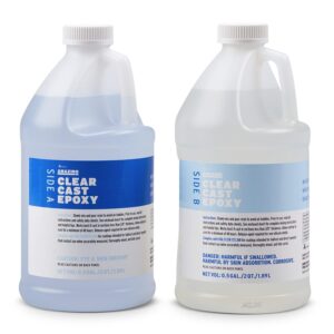 alumilite amazing clear cast [0.5 gal a + 0.5 gal b(1 gallon) 2 part liquid kit] high-gloss plastic finish | multi-purpose epoxy resin for casting & coating countertop, wood crafts & encapsulation art