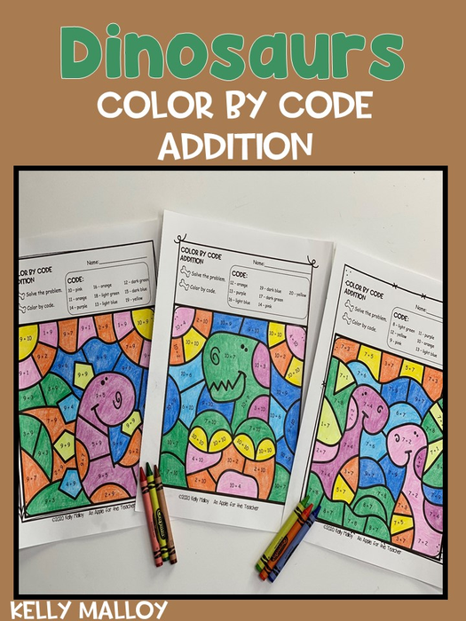 Dinosaur Addition Color By Number