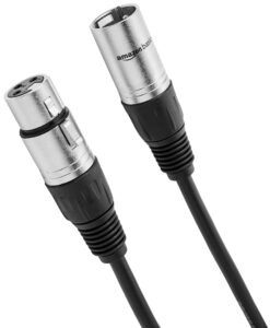 amazon basics 2-pack xlr microphone cable for speaker or pa system, all copper conductors, 6mm pvc jacket, 10 foot, black