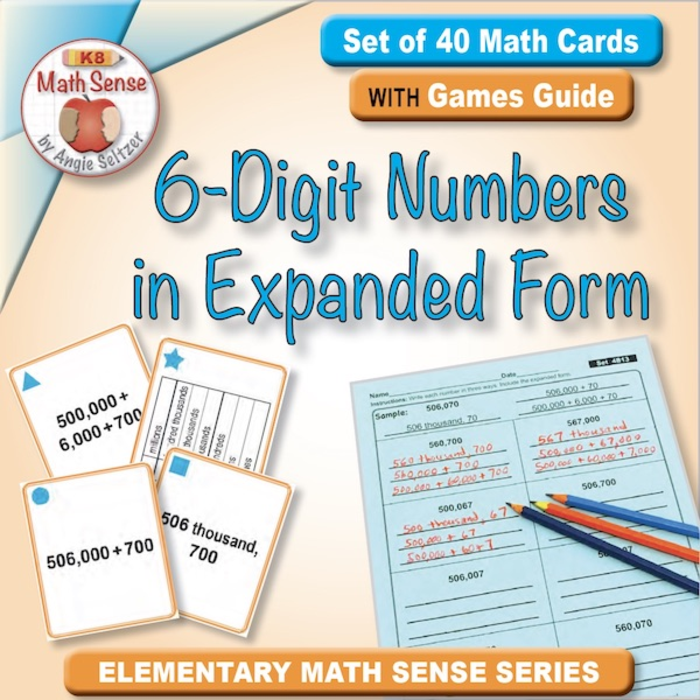 6-Digit Numbers in Expanded Form: 40 Math Cards with Games Guide 4B13