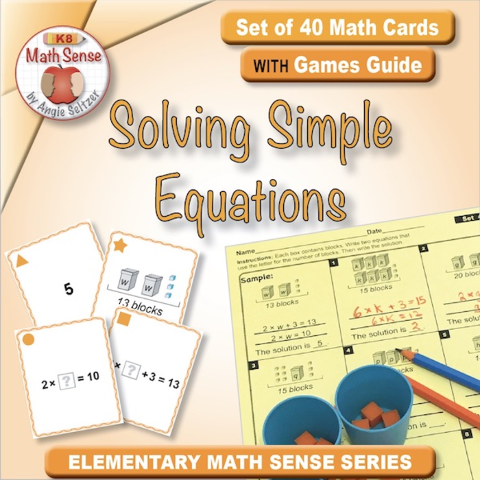 Solving Simple Equations: 40 Math Cards with Games Guide 4A13