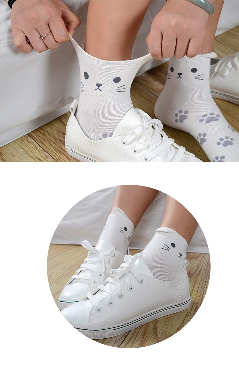 DOBIKULU Womens Grils Cute Animal Cat Socks, Cat Lover Gifts for Women, Female Presents for Mom Lady, Funny Cotton Casual Crew Novelty Socks, Fun Lovely Print Pattern Socks