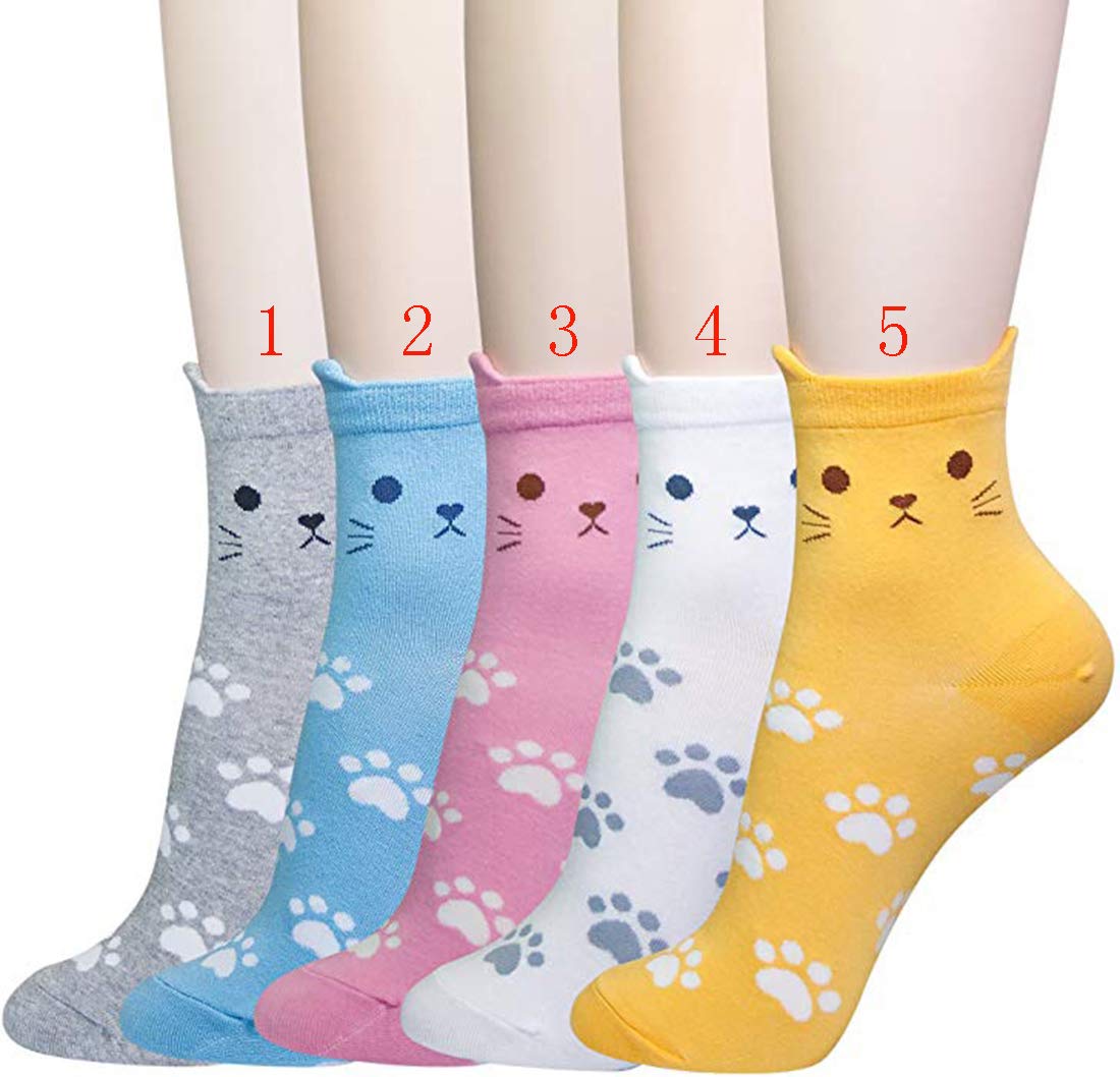 DOBIKULU Womens Grils Cute Animal Cat Socks, Cat Lover Gifts for Women, Female Presents for Mom Lady, Funny Cotton Casual Crew Novelty Socks, Fun Lovely Print Pattern Socks