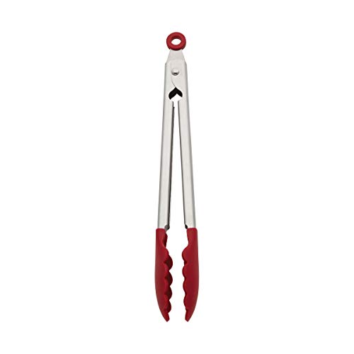 KitchenAid Silicone Stainless Steel Tongs, 12 Inch, Red