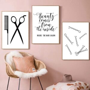 Hair Salon Wall Art Beauty Salon Pictures Wall Decor Fashion Canvas Art Beauty Shop Wall Art Modern Prints Vanity Wall Painting for Beauty Room Poster Makeup Wall Art Hairstylist Beautician /Unframed