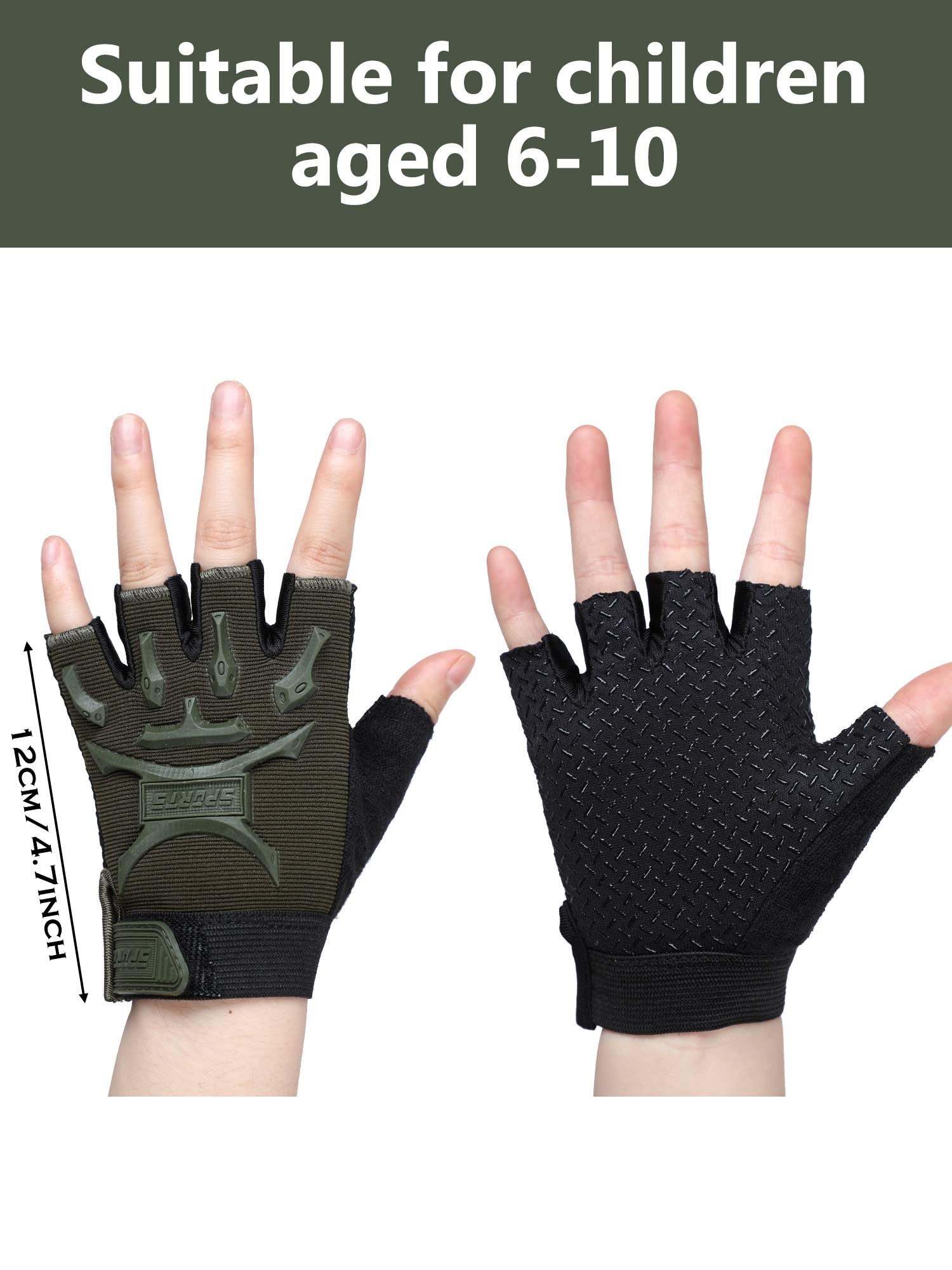 SATINIOR 4 Pairs Kids Cycling Gloves Half Finger Bike Gloves Non-Slip Mitten Outdoor Sports Roller Skating Gloves for Boys and Girls