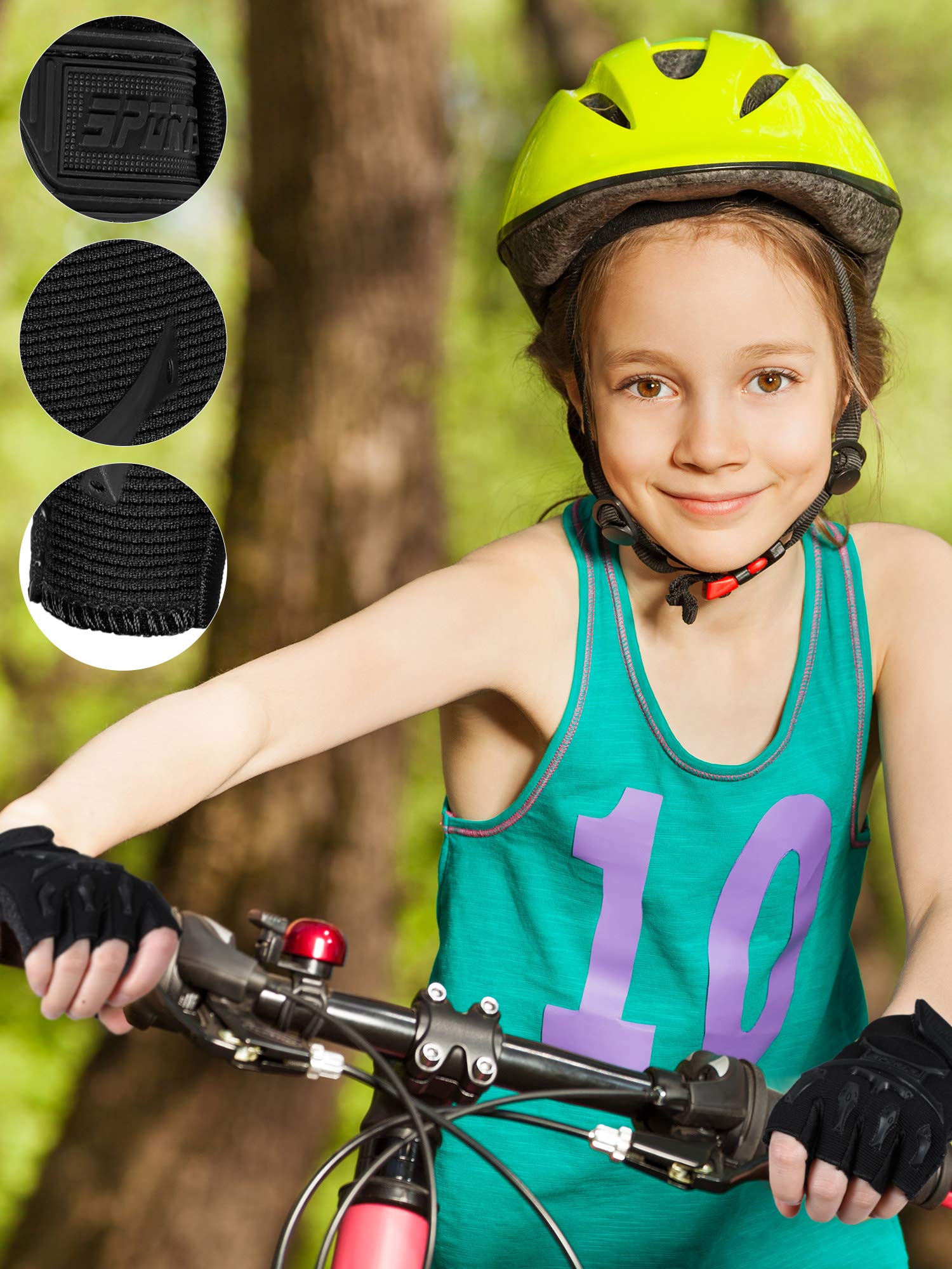 SATINIOR 4 Pairs Kids Cycling Gloves Half Finger Bike Gloves Non-Slip Mitten Outdoor Sports Roller Skating Gloves for Boys and Girls