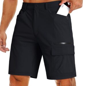 MAGCOMSEN Quick Dry Shorts Men Hiking Summer Shorts Cargo Work Shorts Travel Fishing Shorts Black,30