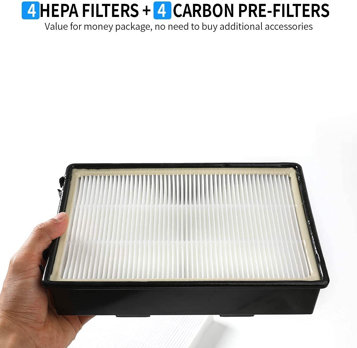 Gazeer True HEPA Filter B (4 Pack) + Carbon Pre Filter(4 Pack) Compatible with Holmes HAPF600 HAPF600D HAPF600D-U2,Replacement Holmes HEPA Air Filter