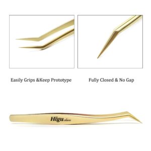 Eyelash Extension Tweezers for Volume Lashes Make Fans Professional Tweezer Tools Precision Stainless Steel 45 Mega Curved Angled 17mm Fine Tip for Eye Lash Extensions Supplies