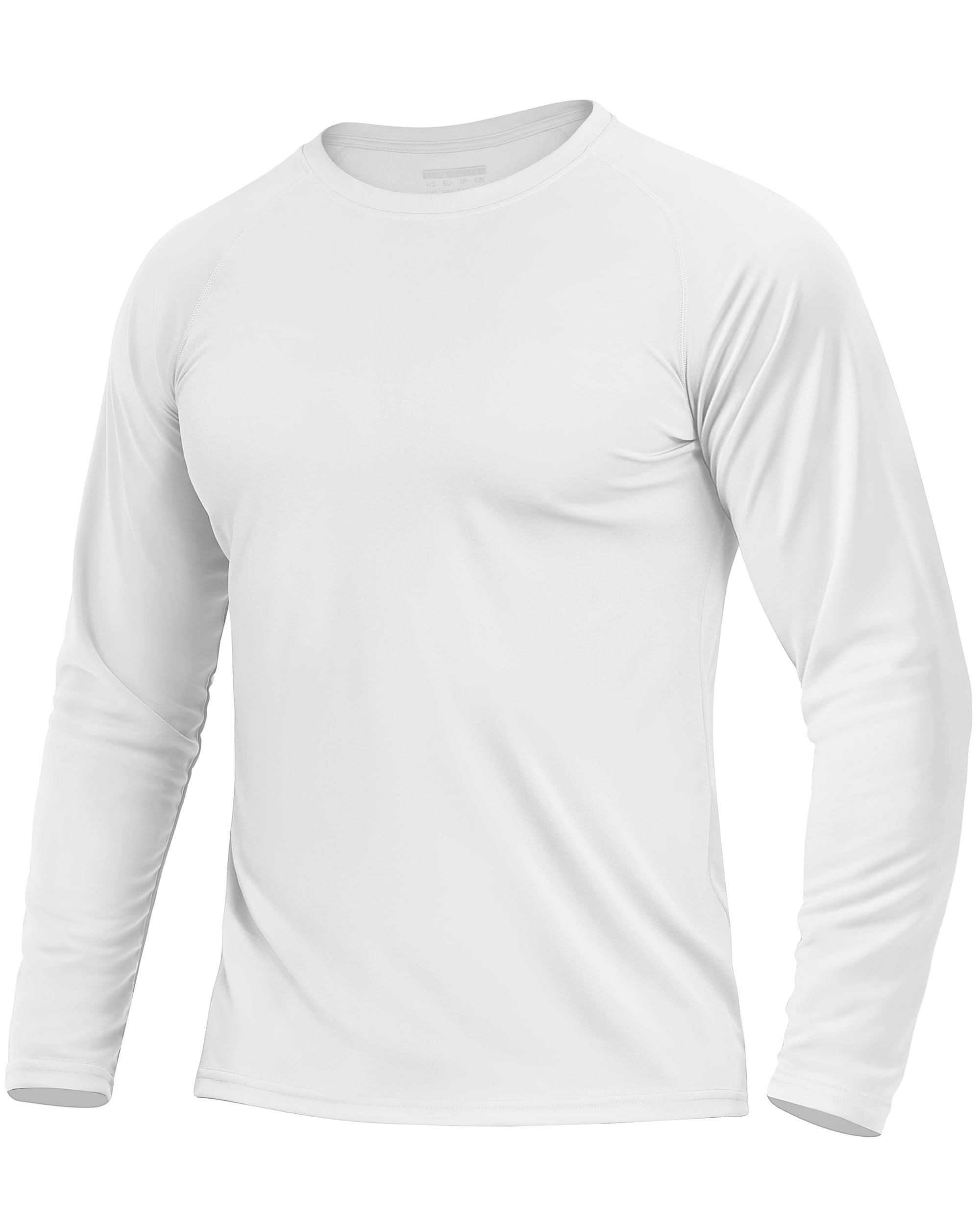 Boladeci Rash Guard for Men SPF Shirts Long Sleeve Lightweight UPF 50+ Sun Protection Swim Shirts Quick Dry UV Surf Water Running Fishing Tee T-Shirts White