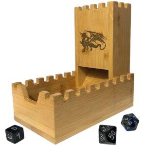 bamboo dice tower | special edition wooden rolling case | perfect for dm's, mini games, rpg players, dnd, dungeons and dragons | foldable handcrafted wood die roller castle | collapsible dice chest