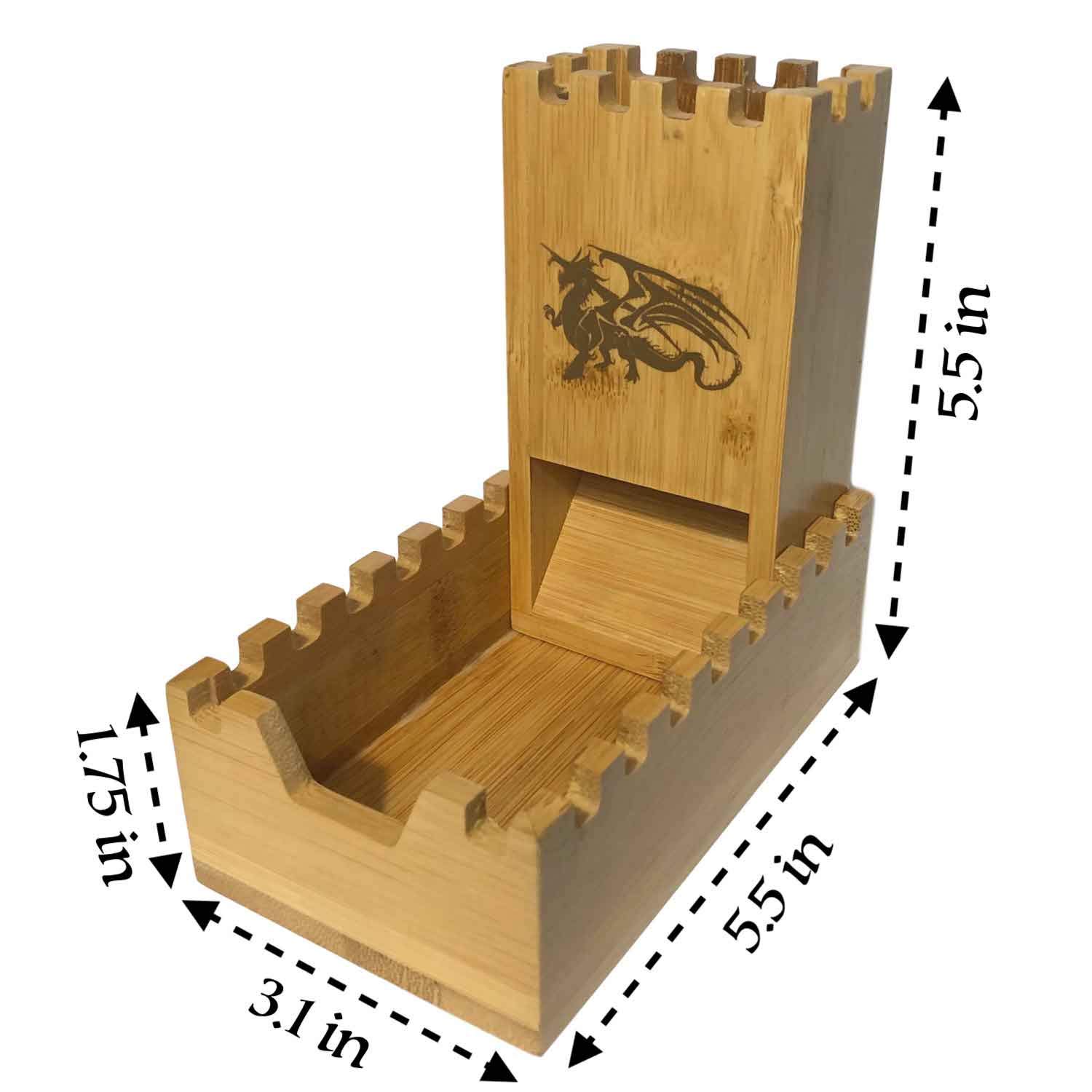 Bamboo Dice Tower | Special Edition Wooden Rolling Case | Perfect for DM's, Mini Games, RPG Players, DND, Dungeons and Dragons | Foldable Handcrafted Wood Die Roller Castle | Collapsible Dice Chest