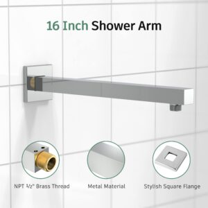 SunCleanse Shower Faucet Set with Valve, 8 Inch Square Shower Head and Handle Set, Single Handle Shower Trim Kit with Extra Long Shower Arm, Polished Chrome