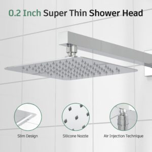 SunCleanse Shower Faucet Set with Valve, 8 Inch Square Shower Head and Handle Set, Single Handle Shower Trim Kit with Extra Long Shower Arm, Polished Chrome