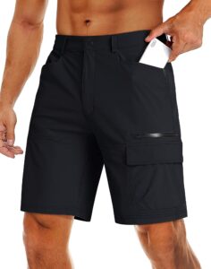 magcomsen quick dry shorts men hiking summer shorts cargo work shorts travel fishing shorts black,34