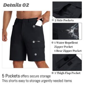 MAGCOMSEN Quick Dry Shorts Men Hiking Summer Shorts Cargo Work Shorts Travel Fishing Shorts Black,34