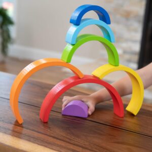 Fat Brain Toys Rainbow Arches Stack and Play - Fine Motor & Color Learning, 18 mos+