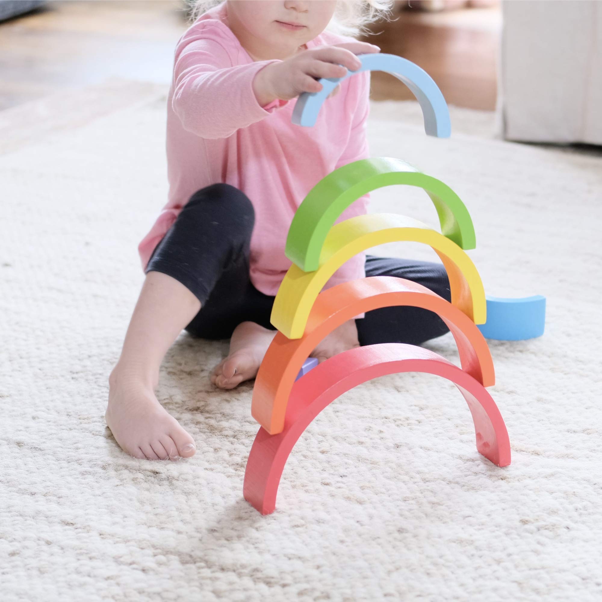 Fat Brain Toys Rainbow Arches Stack and Play - Fine Motor & Color Learning, 18 mos+