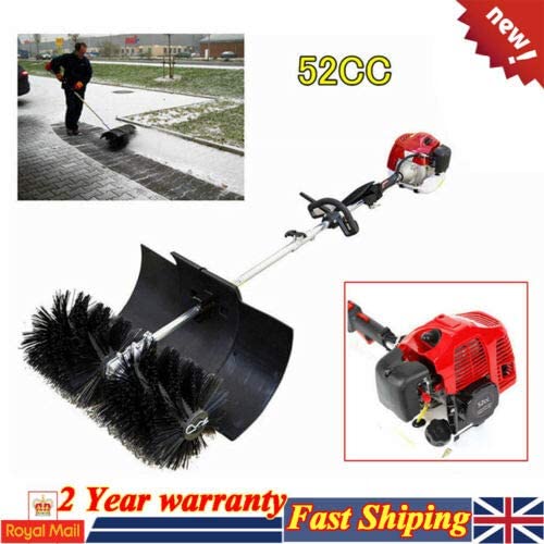 52CC Gas Power Sweeper Sweeping Machine Handheld Walk Behind Broom Sweeper Nylon Brush Dirt Snow Sweeper Cleaner Walkway Sweeping Broom Cleaning Machine (2 Stroke,2.3HP, 1700W)