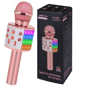 toys for girls karaoke microphone - portable wireless bluetooth karaoke mic machine with flashlights, 3 4 5 year old girl birthday gifts,kids toys for 6 7 8 9 10 year old girl stuff teen