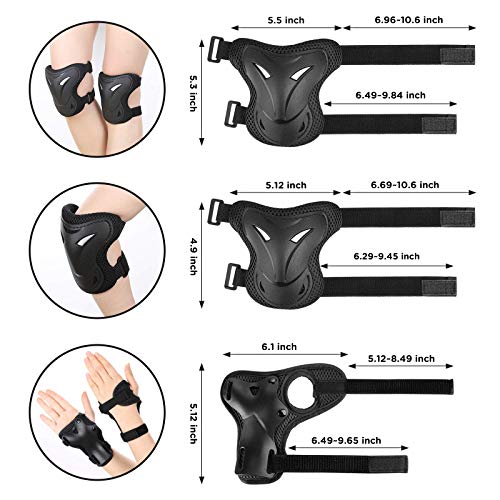 WayEee Kids Bike Helmet Knee Elbow Pads Wrist Guards Set for 5~10yrs Boys Girls Child, Adjustable Protective Gear Set for Sports Skateboarding Cycling Scooter Roller Skating Rollerblade