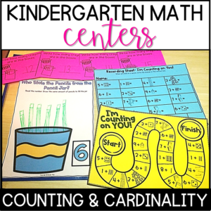 kindergarten math centers for each standard: counting and cardinality